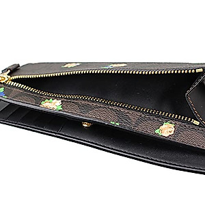 COACH Womens Slim Wallet In Leather (IM/Brown Black Multi With Vintage Mini Rose Print)