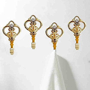 Cucumis Crown Curtain Wall Hook Household Clothes Hanging Hook Window Drapery Medallion Holdbacks, Curtain Tiebacks, Wall Hook, Tassel Holder 1 Double (Gold)