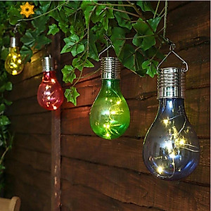 YDJoo Solar Hanging Lights Outdoor Solar Globe Lantern Light with Hook Solar Globe LED Hanging Decorative Lights Solar Garden Lights for Garden Patio Yard Tree, 4 Pack (Green)