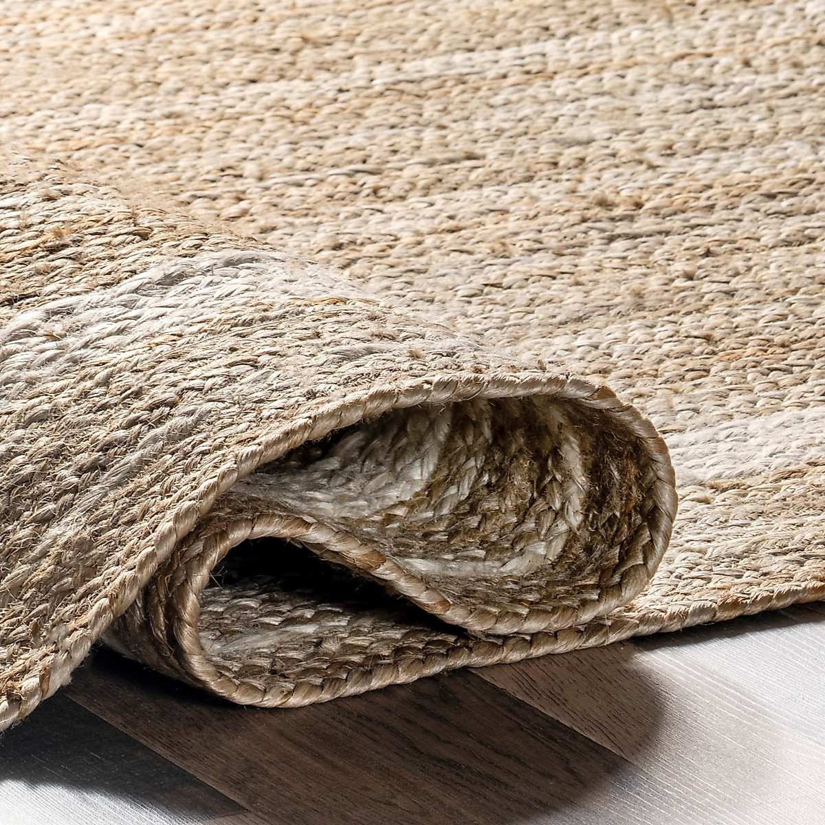 nuLOOM Rikki Coastal Braided Jute Area Rug, 6' Square, Off-white