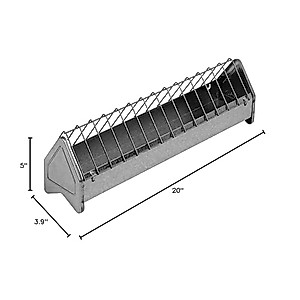 Little Giant® Metal Poultry Trough Feeder | Galvanized Steel Poultry Trough Feeder with Grate | 20"