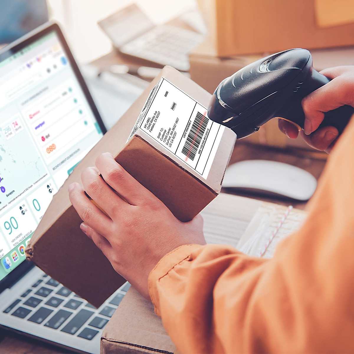 MFLABEL Half Sheet Self Adhesive Shipping Labels for Laser & Inkjet Printers, 200 Count