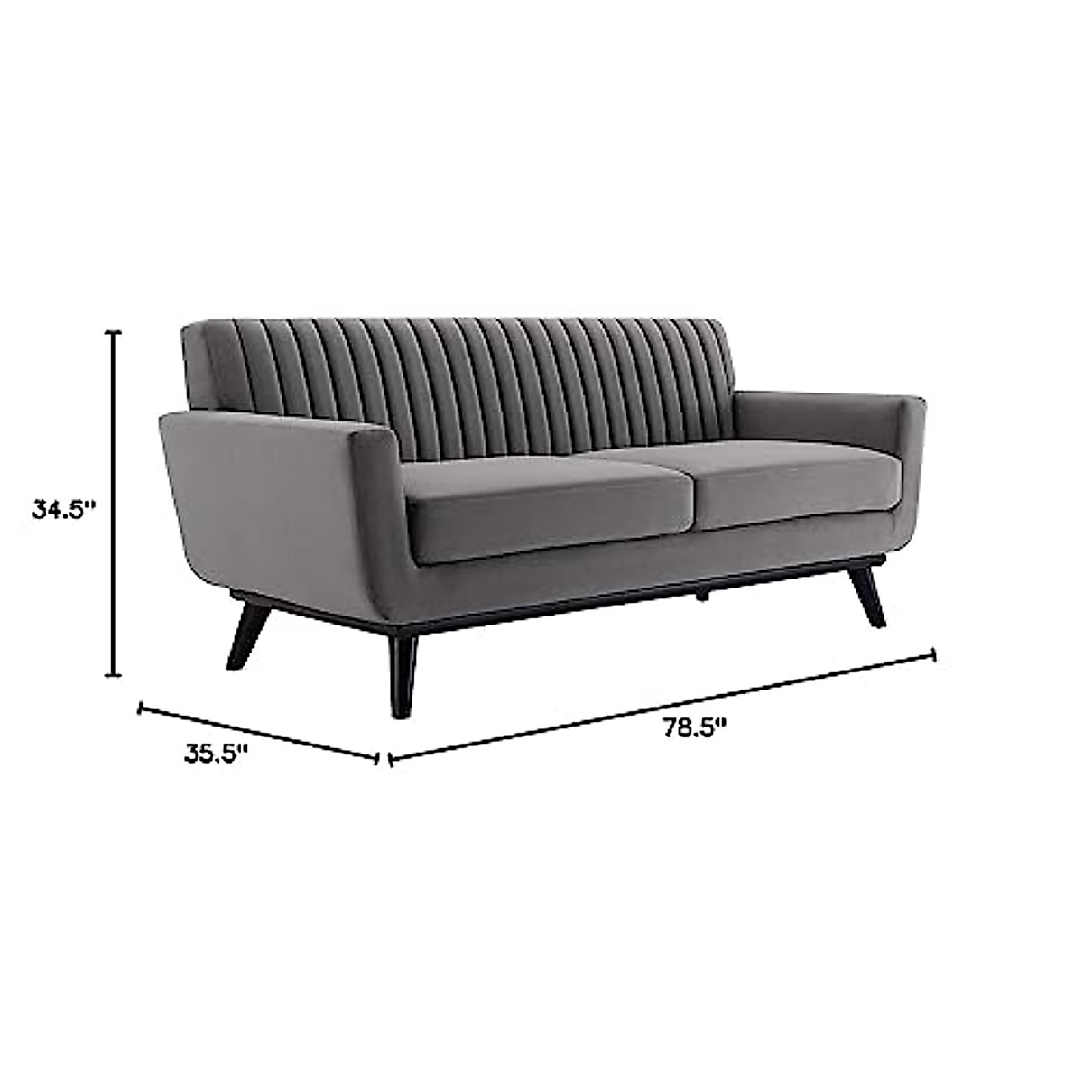 Modway Engage Channel Tufted Performance Velvet Loveseat in Gray