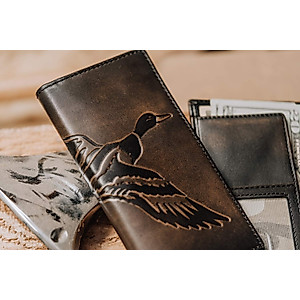 House of Jack Co. DUCK Long Wallet for Men | Full Grain Leather with Hand Burnished Finish | Long Bifold Wallet | Rodeo Wallet | Duck Hunter Gift