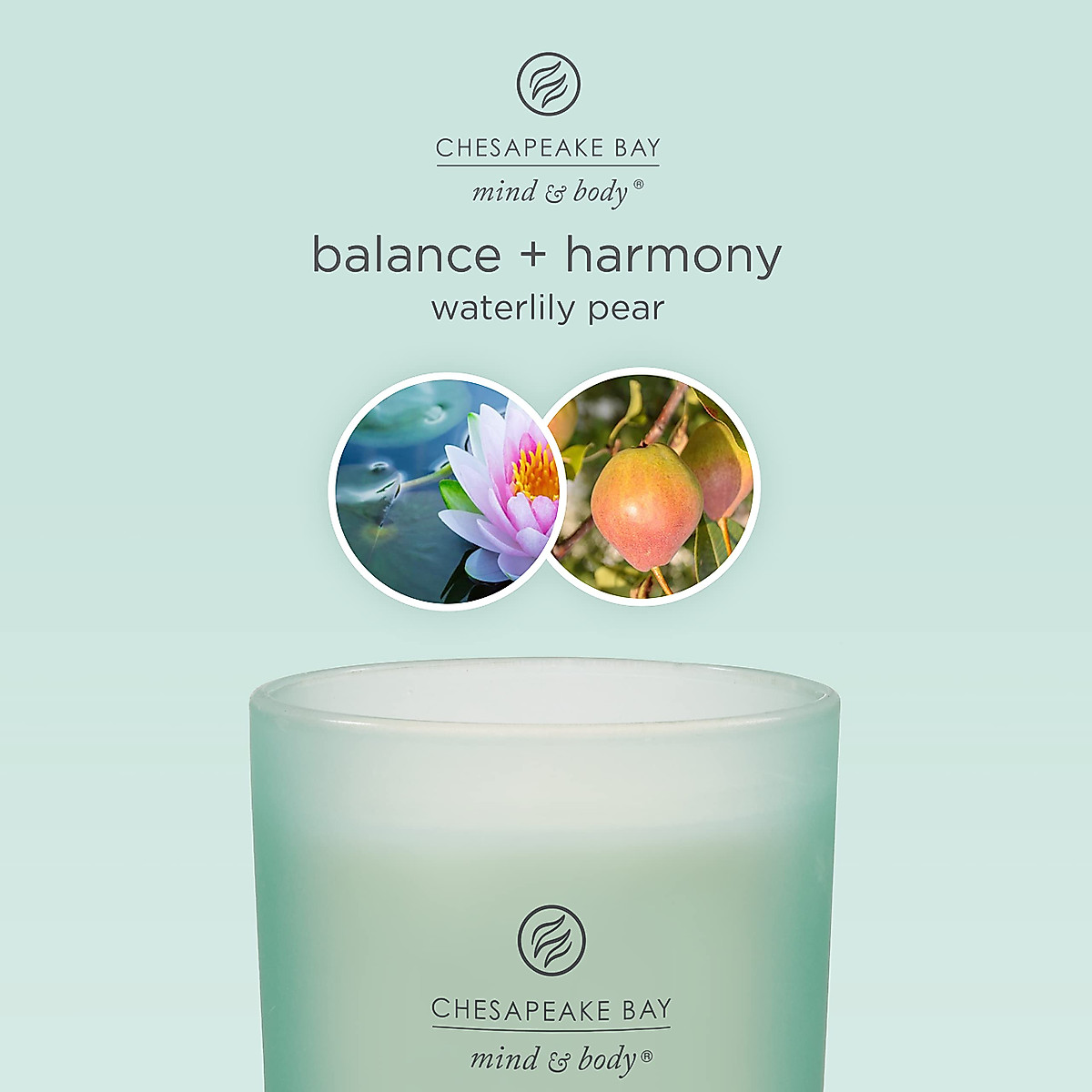 Chesapeake Bay Scented Candle, Balance + Harmony (Water Lily Pear) Large Tumbler Aromatherapy Candle, Long Burning Candles: up to 82 Hours, Mind & Body Collection, Gifts for Women