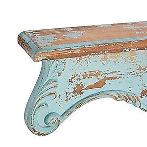 Deco 79 Wood Scroll 1 Shelf Wall Shelf, 32" x 4" x 8", Blue