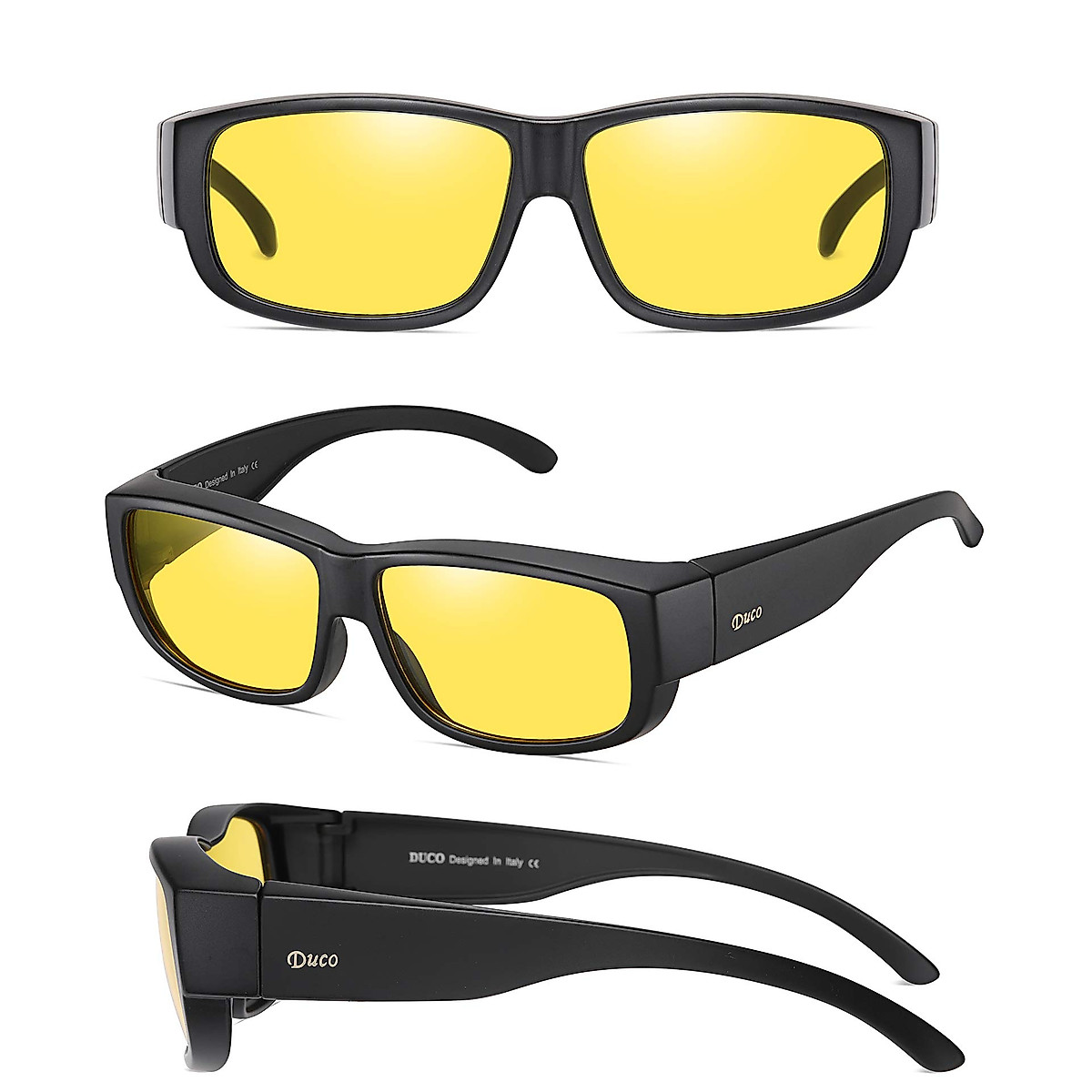 DUCO Fit Over Glasses Unisex Wraparound Polarized Sunglasses for Men Women Anti Glare Wear Over Glasses 8956