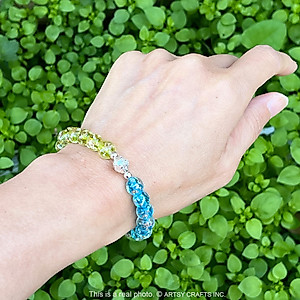 ARTSY CRAFTS INC Glow in The Dark Beads Bracelet, European Lampwork Bead Bracelet, Luminous Beads Anxiety Stress Relief Healing Crystal Chakra Bracelets Women Men (Blue and Lime)