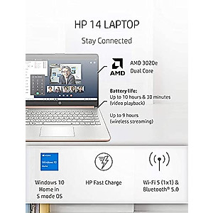 2022 HP Pavilion Laptop, 14-inch HD Touchscreen, AMD 3000 Series Processor, Long Battery Life, Webcam, HDMI, Windows 10 + One Year of Office365, Rose Gold (16GB RAM | 192GB Storage)