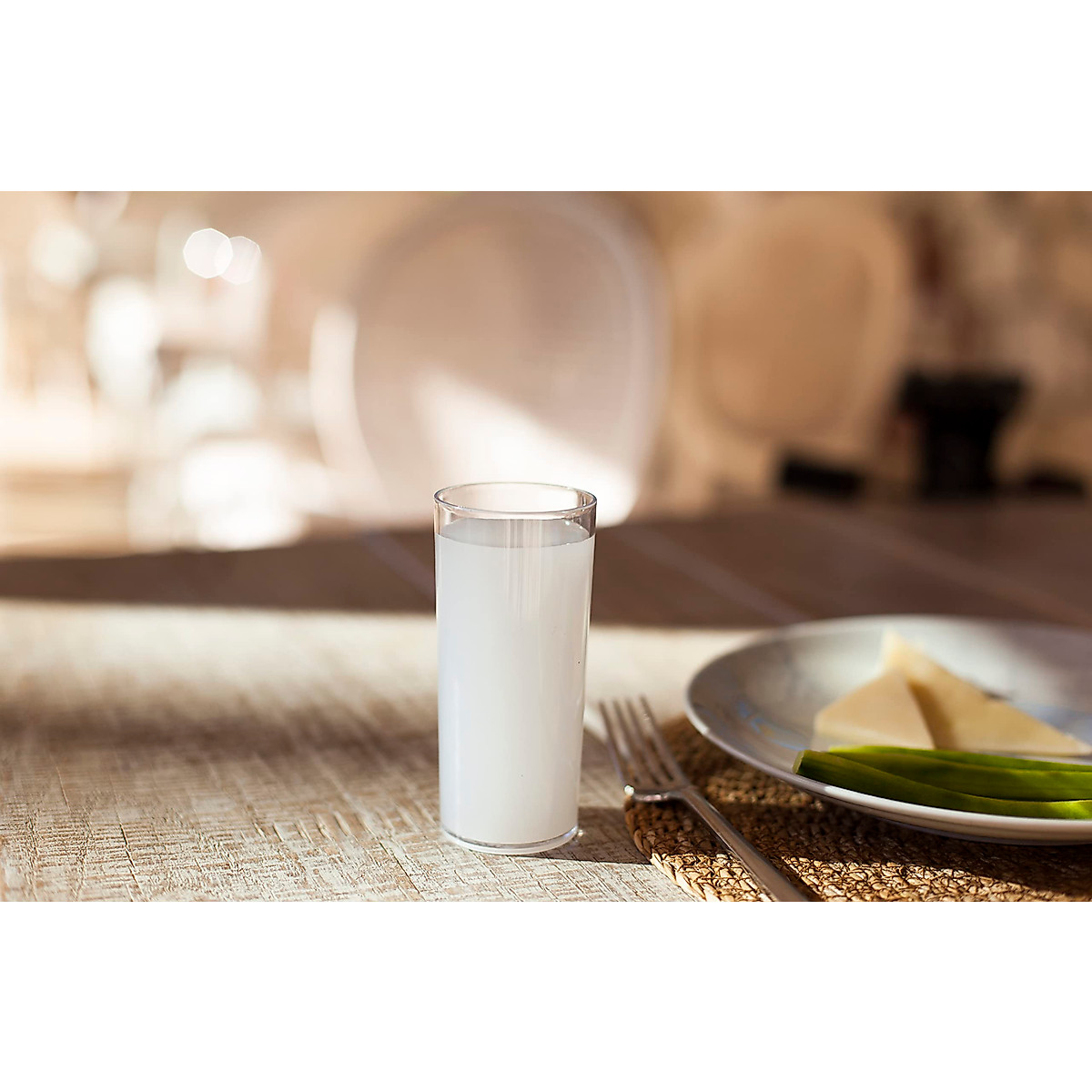 Premium Quality Plastic Drinking 8.1-ounce Glasses, Clear, Unbreakable Polycarbonate Highball Tumblers for Water, Juice, Cocktails, Dishwasher Safe, Tall for Indoor Outdoor Use, Reusable (Set of 12)