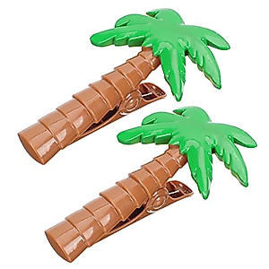 Cabilock 2pcs Beach Towel Clips Palm Tree Shape Towel Clamps Fixing Clips Powerful Beach Pool Lounge Chair Clips Quilt Clips Clamps