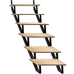 Zwinz Steel Stair Stringer 6 Step, Metal Stair Stringers for Deck Height 49.6 inches, Steel Stair Step Riser for Outside Stairs（2Pack)