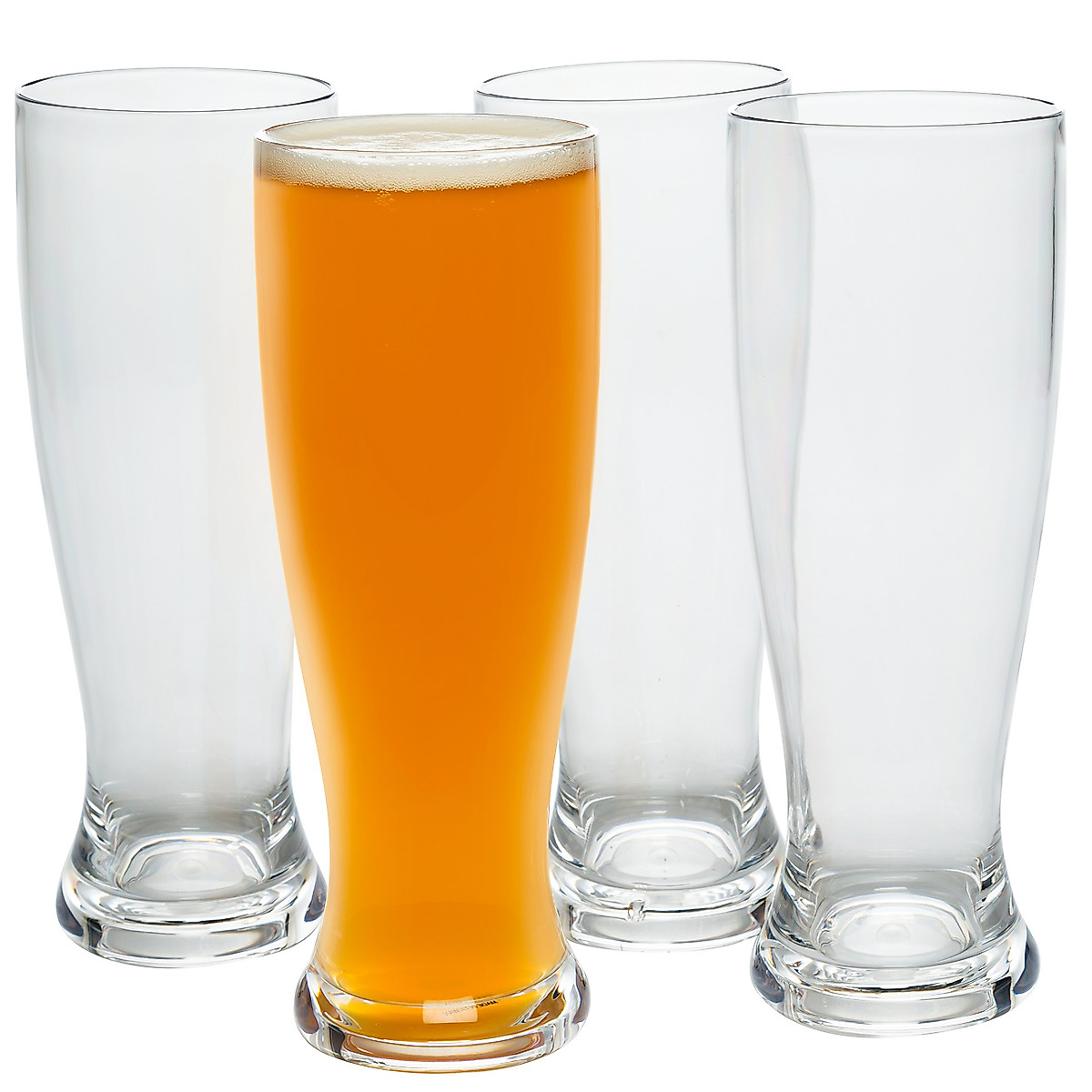 D'Eco Unbreakable 24 oz Pilsner Beer Glasses (Set of 4) - Reusable Shatterproof Classic Pub Beer & Cocktail Glasses - Perfect Indoor Outdoor Drinking Cups for Parties - Large Beer Pint Glasses Set