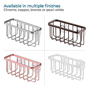 iDesign Rust-Resistant Stainless Steel Sponge Holder for Kitchen Sink with Suction Cups, The Gia Collection - Set of 1, Pearl White