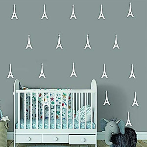 40 Pieces/Pack Eiffel Tower Pattern Wall Sticker Vinyl Home Decoration Art Decor Sticker Kids Nursery Bedroom Boy Room Wall Decor Art Adesivo Decal (White)
