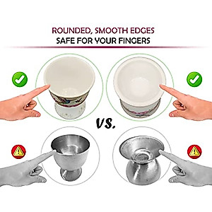 NobleEgg Egg Cups for Soft Boiled Eggs - Vintage Style Porcelain Egg Cups Holders, Authentic Egg Spoons 18/10 Stainless Steel