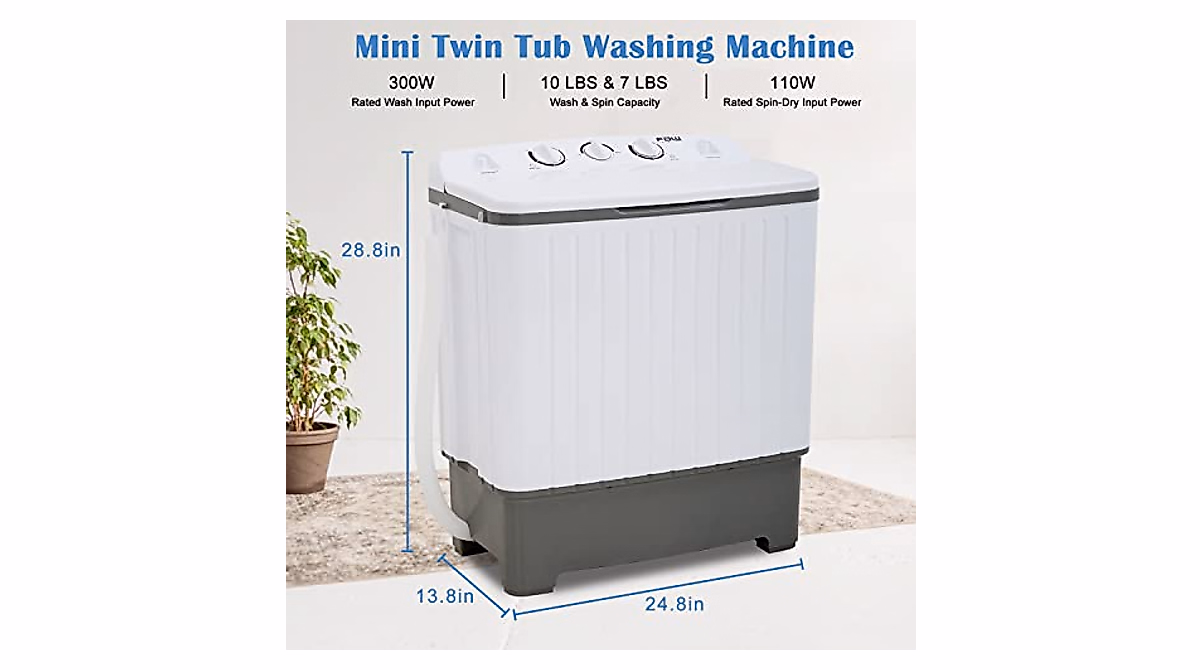 Portable Washing Machine with Twin Tubs - Compact Laundry for Apartments