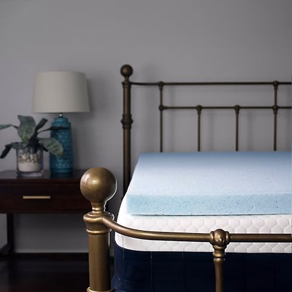 Lounj 2 Inch RV Gel Memory Foam Mattress Topper, King Short (72x75), Blue