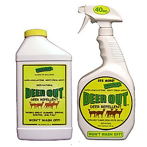 Deer Out Deer Repellent - Starter Combo Kit: 40oz Ready to Use Spray & 32oz Concentrate