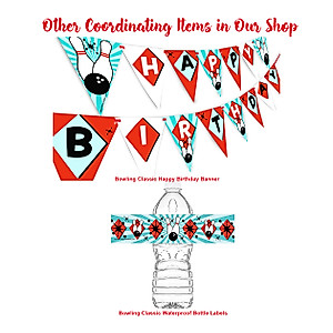 Bowling Party Favor Stickers - 20 Favor Bag Stickers - Bowling Party Thank You Tag - Bowling Party Supplies - Bowling Party Decorations - Glow Pink Stickers