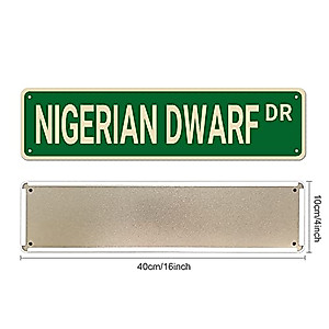 PEreming Nigerian Dwarf Dr Street Signs, Goat Sign Goat Gift Animal Signs Metal Tin Signs, Funny Wall Decor for Home/Bedroom/Man Cave/Bar/Pub 16x4 Inch