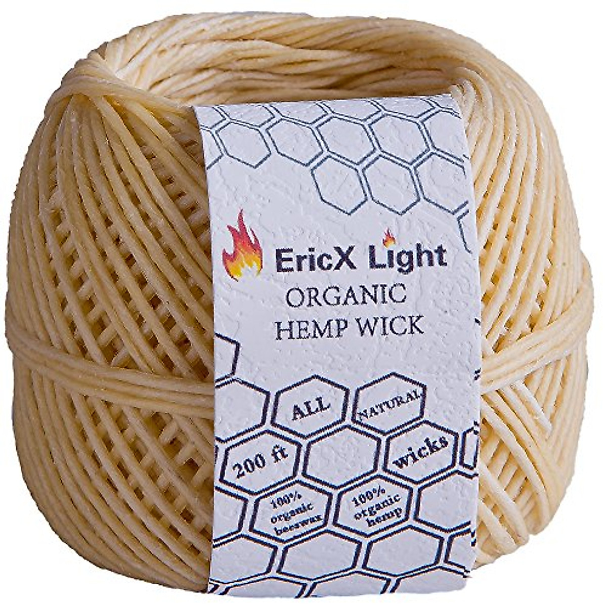 EricX Light Beeswax Hemp Wick,200 ft Spool,100% Organic Hemp Wick Well Coated with Beeswax,Standard Size(1.0mm)