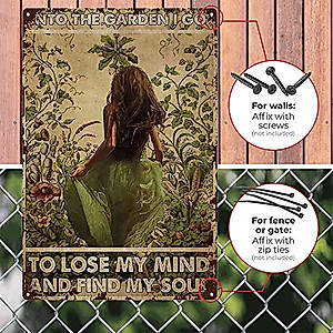 YLUYINOM Tin Sign Painting Into The Garden I Go to Lose My Mind & Find My Soul Poster, Plant Lady Poster, Gardening Lover Gift Poster, Girl Gardening, Plant Lover 8X12 inch-Tin Painting, Black