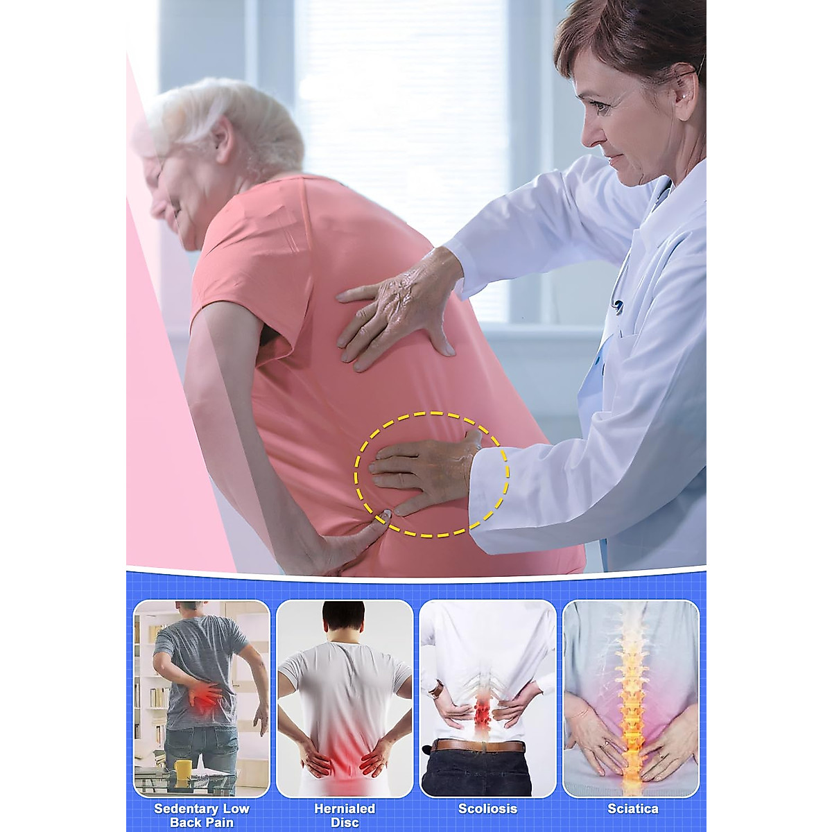 Waist Back Support Belt for Women Men,TIMTAKBO Lower Back Brace Lumbar Support for Lower Back Pain Relief,Adjustable Flexible Sport Girdle Waist Support Belt(Black/Blue,S/M Fit Belly 23.5"-31.5")