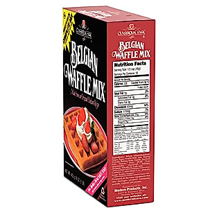 Classique Fare Belgian Waffle Mix - Makes Light and Crisp Waffles, Pancakes, Muffins & Crepes - Works with Waffle Maker - Fast and Fresh Breakfast Foods - 1 Pound (Pack of 6)