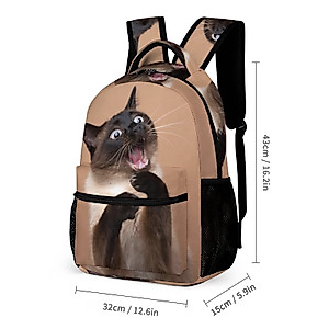 Kids Backpack for School, Funny Siamese Cat Pattern Students Bookbags School Bags Girls Boys