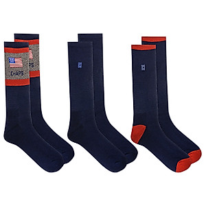 Chaps mens American Flag Stripe Crew (3 Pack) Dress Sock, Navy, Red, 6 12 US