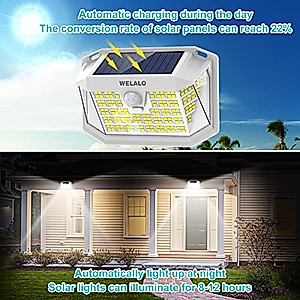 Solar Motion Sensor Lights Outdoor, [3 Modes/4 Pack/188 LED] 270° Wide Angle Lighting, Wireless Security Solar Powered Wall Lights, IP65 Waterproof Flood Lights for Fence Porch Yard Patio(White)