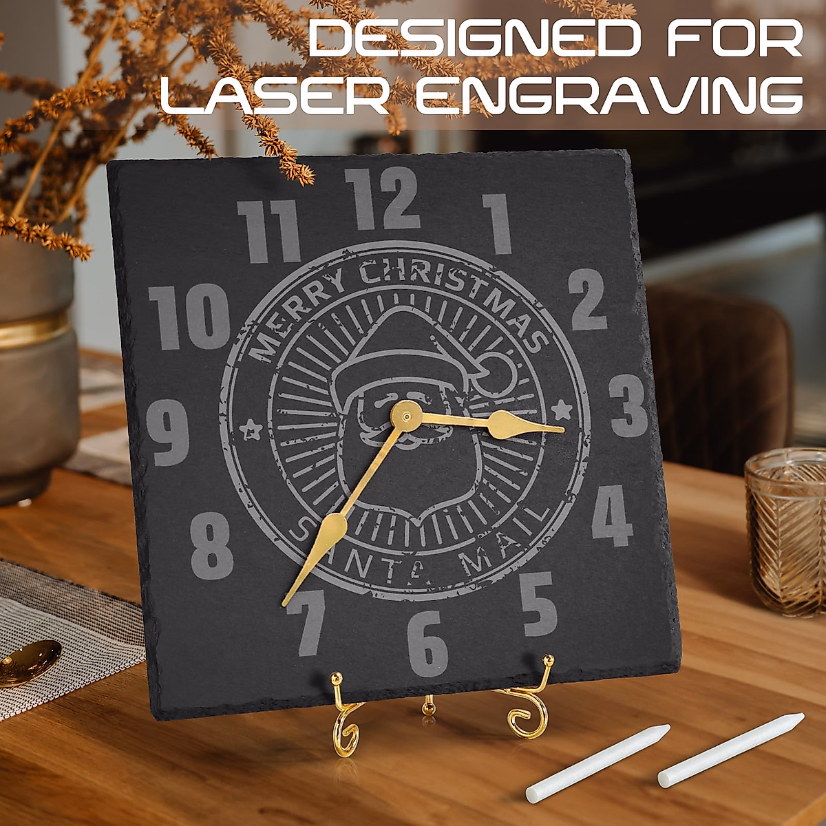 GOH DODD 12 x 12 Inch 3 Pieces Slate Cheese Boards, Square Black Stone Plates Placemats Gourmet Serving Tray Display Chalkboard for Charcuterie Meat Fruit Meat Appetizers Fruits Sussi Christmas