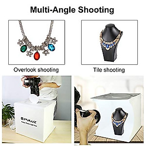 PULUZ 30cm Ring Light Photo Studio Light Box, Adjustable Portable Photography Shooting Light Tent Kit with White/Warm/Soft Lighting 128pcs LED Lights + 6 Backdrops for Product Display