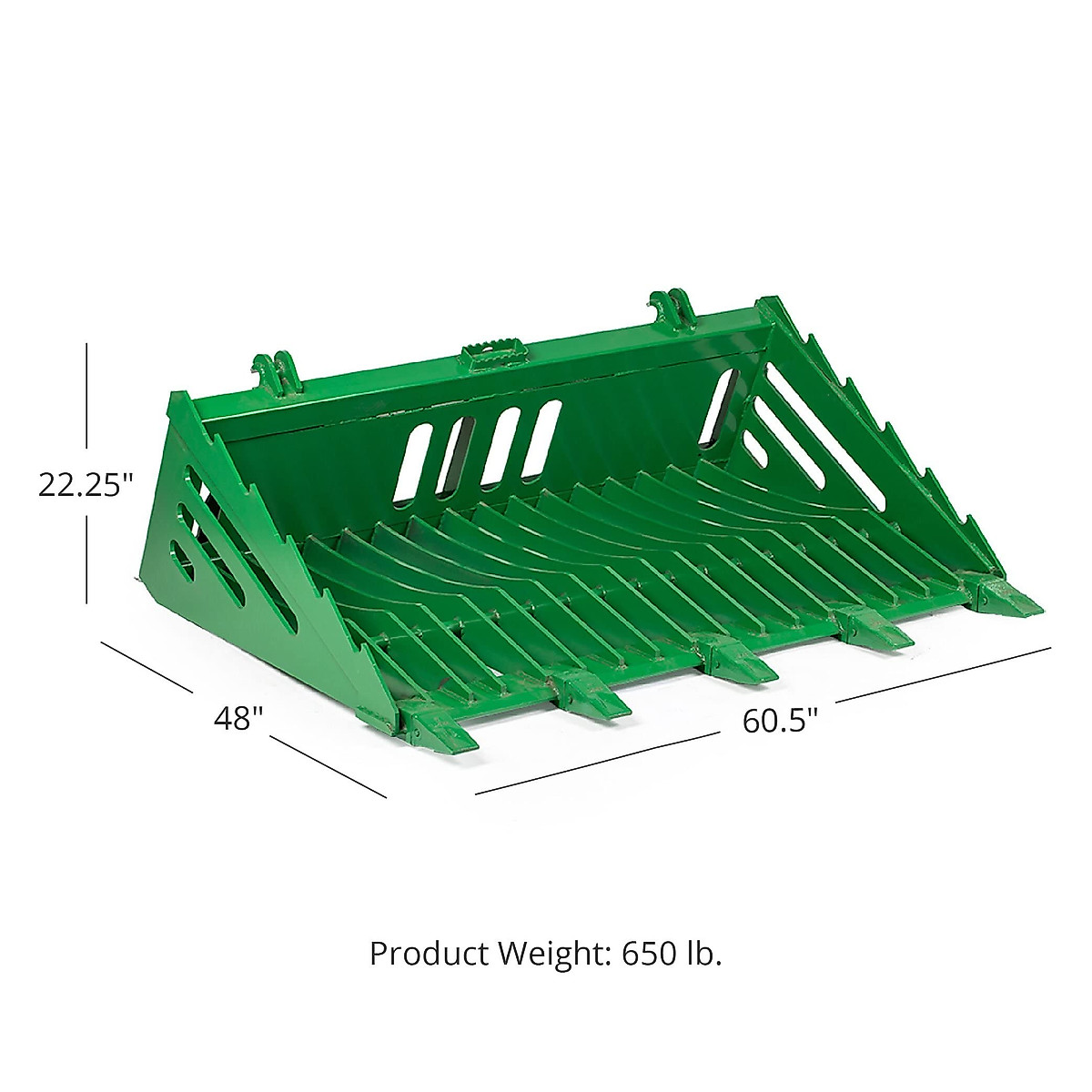 Titan Attachments 60in Fine Grade Skeleton Rock Bucket with Teeth for John Deere Loader with Hook and Pin Connection