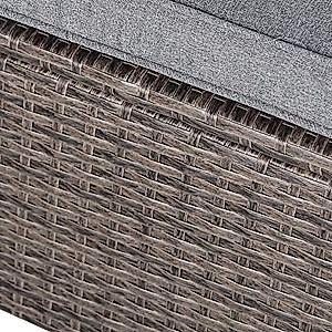 Patiorama Outdoor Patio Chaise Lounge Chair, Elegant Reclining Adjustable Pool Rattan Chaise Lounge Chair with Cushion, Grey PE Wicker, Steel Frame,Light Grey, Set of 2