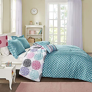 Mi Zone Carly Comforter Set, Doodled Circles Polka Dots Bed Sets– Ultra Soft Microfiber Teen Bedding For Girls Bedroom, Twin/Twin XL, Teal Purple 3 Piece