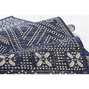 Momeni Riviera Transitional Indoor/Outdoor Area Rug, Navy, 6'6" X 9'