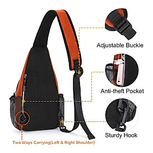 MOSISO Mini Sling Backpack,Small Hiking Daypack Travel Outdoor Casual Sports Bag, Orange