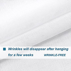 HIGHSEASON White Sheer Curtains 102 inches Long,Solid Rod Pocket Top Draperies for Living Room/Bedroom(White,Set of 2,52 x 102 Inch Length)