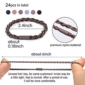AIERSA 24 Pcs Morandi Hair Tie Bracelets, 4 Style Boho Ponytail Holders for Women/Girls, No Damage Elastics for Thin & Curly Hair