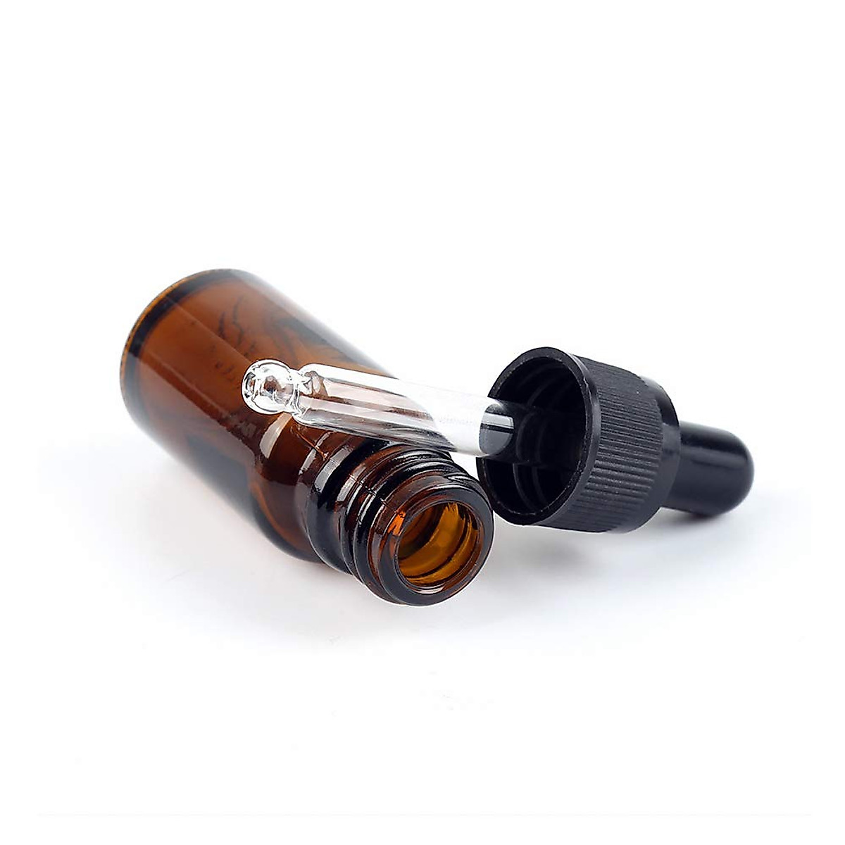 MOTZU 50 Pack 0.1oz(3ml) Amber Glass Dropper Bottles, Refillable Empty Bottle for Essential Oils, Cosmetics, and Cooking, with Glass Eye Dropper and Cap