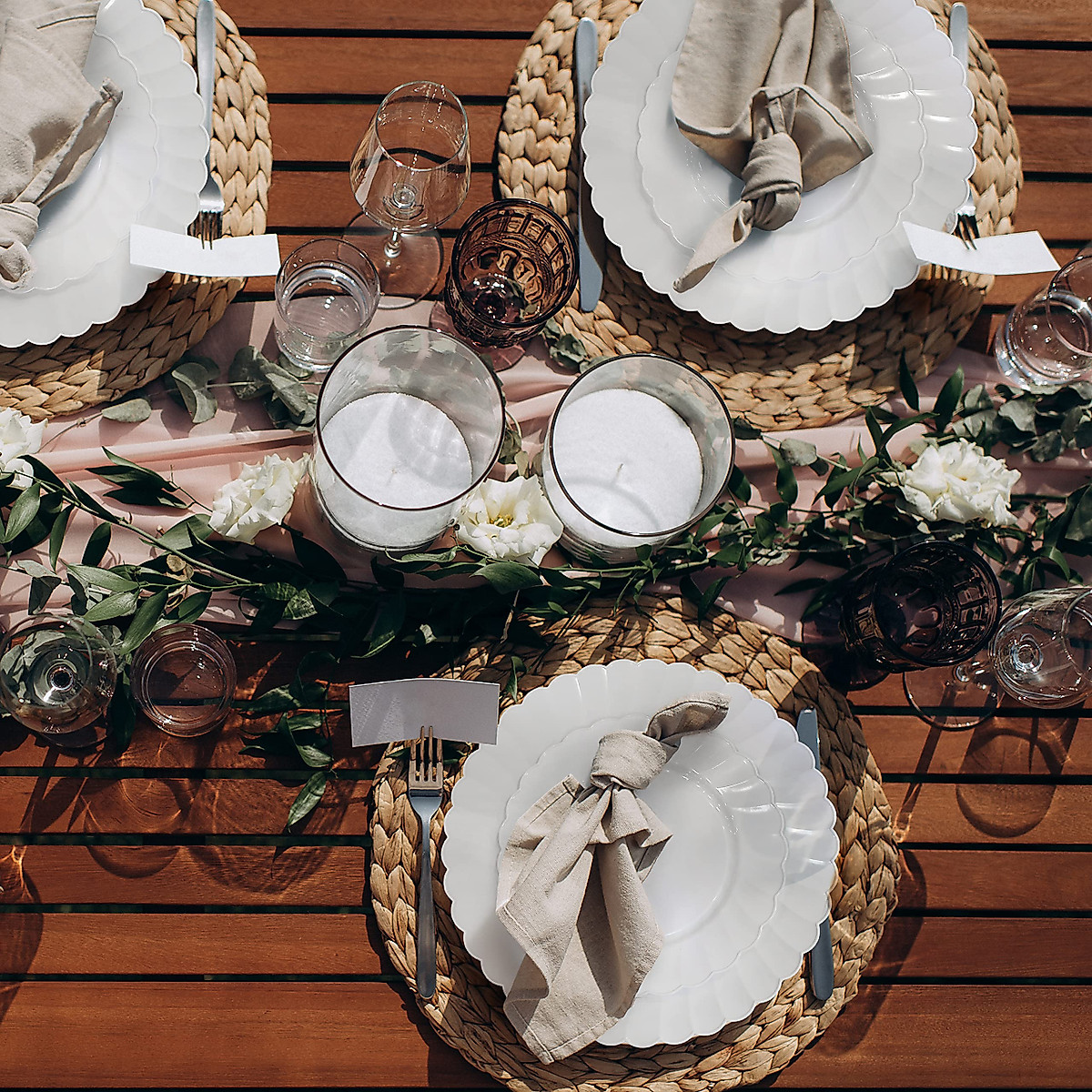 Premium Hard Plastic Round White Plates – 100 x 6” -Washable & Reusable - Party Supplies For Birthdays, Celebrations, Buffets, Fiestas, Catering & More