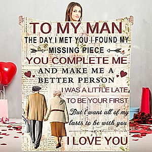 to My Man Gift for Him Blanket Valentine Gift Anniversary Birthday Gifts for Boyfriend Present Ultra Soft Fleece for Groom Engagement Wedding Father