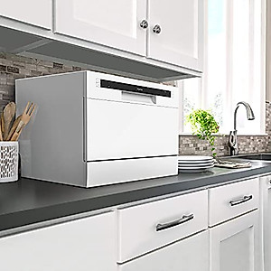 hOmeLabs Compact Countertop Dishwasher - Energy Star Portable Mini Dish Washer in Stainless Steel Interior for Small Apartment Office and Home Kitchen with 6 Place Setting Rack and Silverware Basket