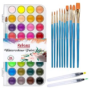 Watercolor Paint Set for Kids 36 Watercolor Cake 12 Paints Perfect Water colors for Students Beginners(36 color)