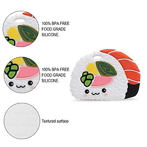 AmazingM 2 Pack Orange Sushi Sensory Chew teether for Boys and Girls,Food Grade Silicone Safety Pendant Chewy Teething Toys for Kids,Toddlers with Autism, ADHD,Oral Motor,Teething,Biting Needs