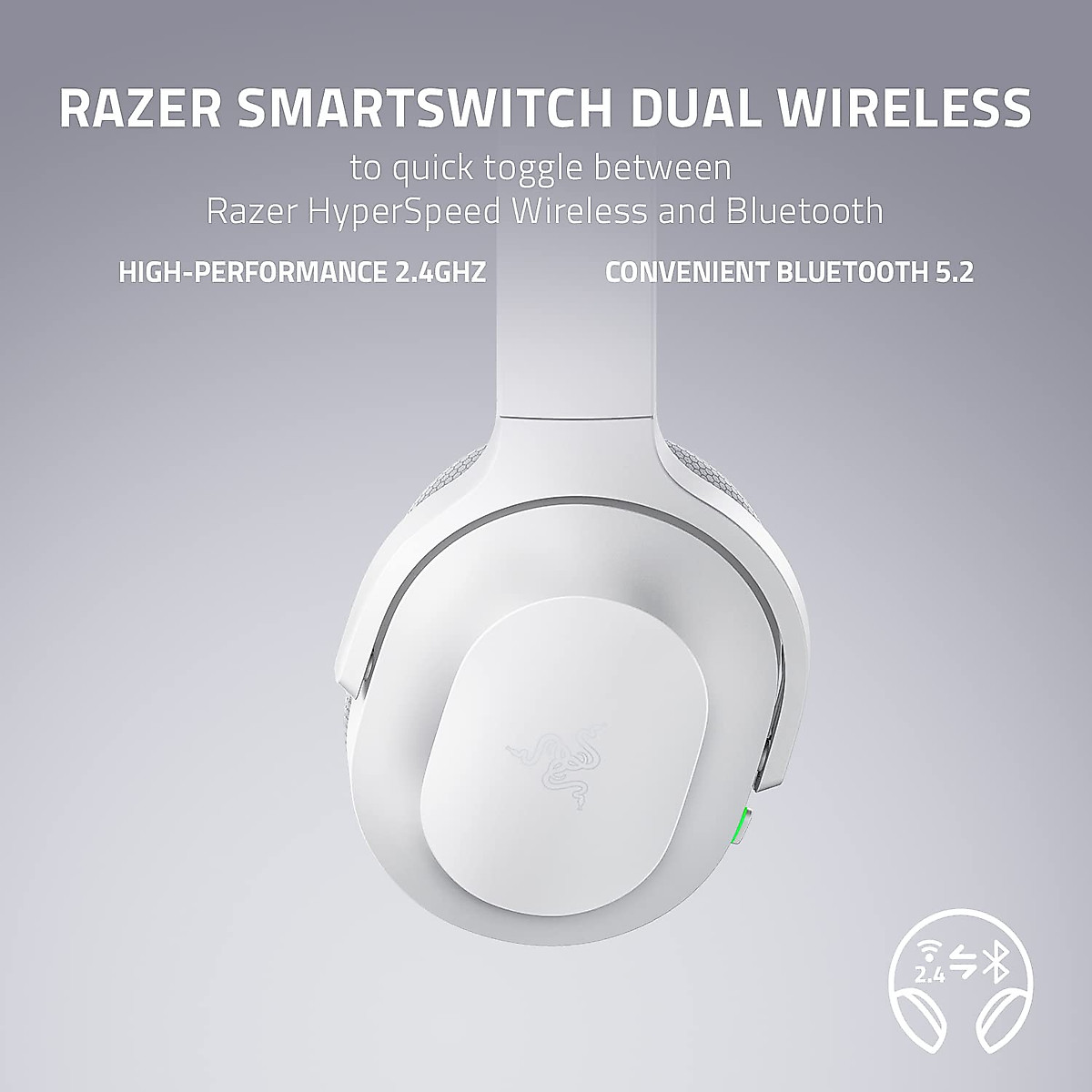 Razer Barracuda Wireless Gaming Headset: 2.4GHz + Bluetooth, Noise-Cancelling Mic, 50mm Drivers, 40Hr Battery - For PC, Playstation, Switch, Android, iOS