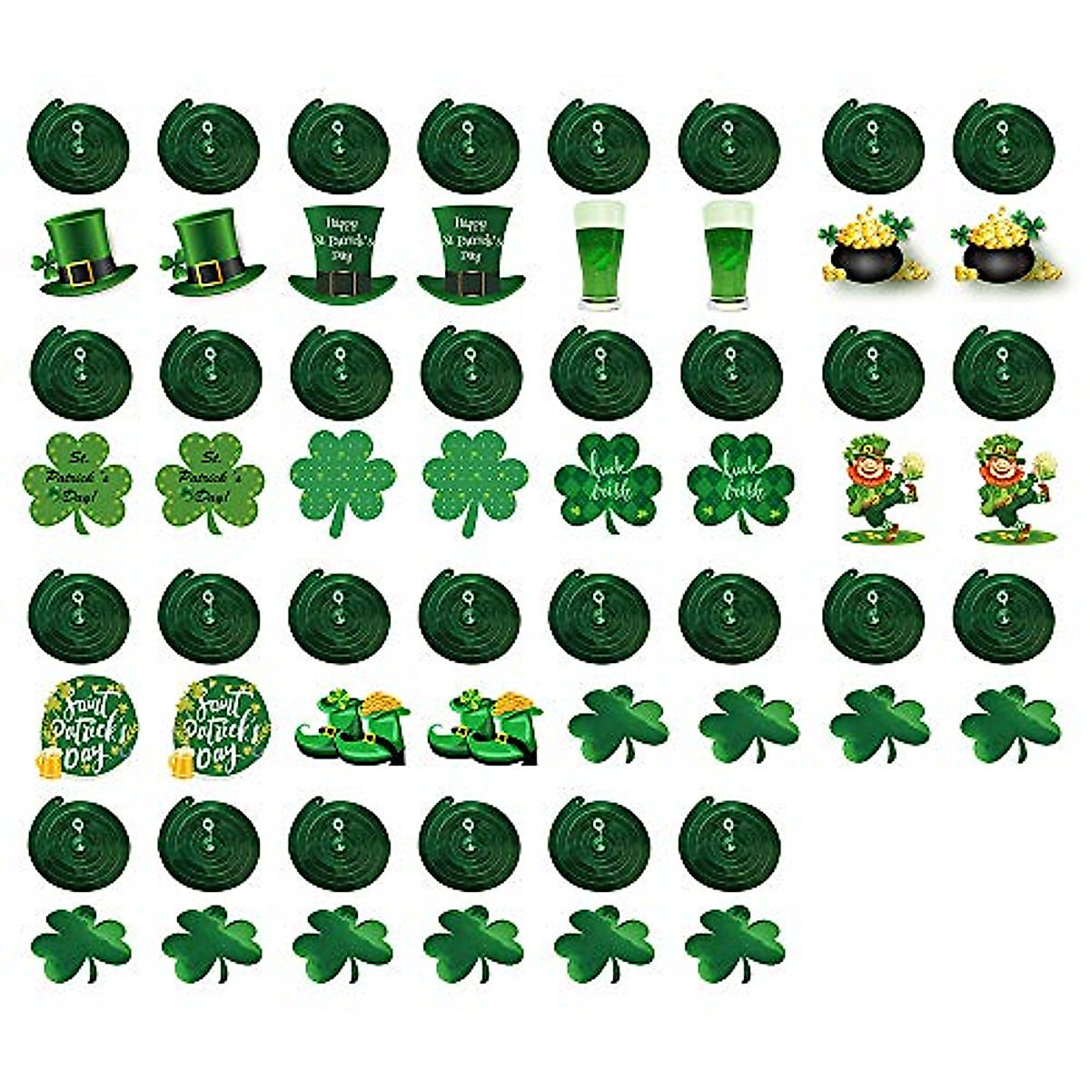 GOER St. Patrick's Day Party Decorations,30 Pcs Irish Shamrock St. Patrick's Day Hanging Swirls Party Supplies
