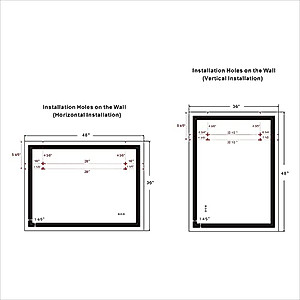 48x36 Inch LED Lighted Bathroom Wall Mounted Vanity Mirror, Dimmable Touch Switch Control, Adjustable Warm White Natural Daylight Lights, Vertical Horizontal Installation
